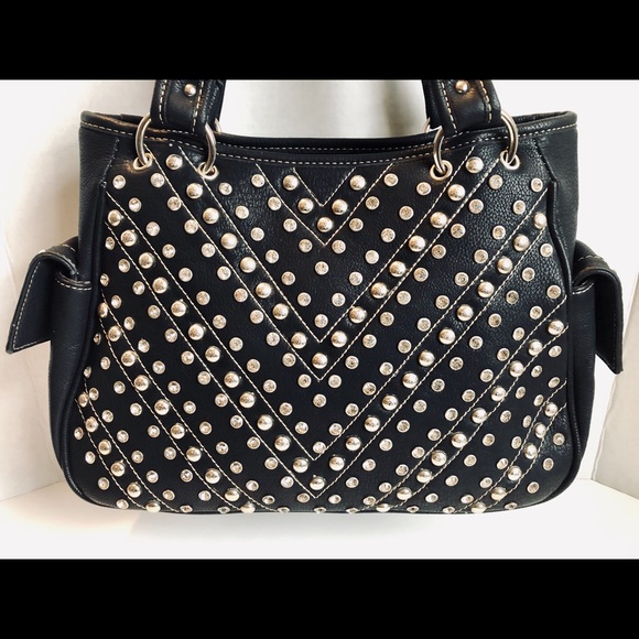 P&G Collection | Bags | Pg Collection Black Rhinestone And Stud Handbag ...